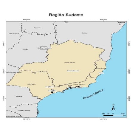 Mapa da região Sudeste e seus estados | PDF