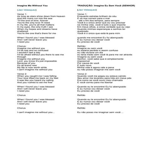 Imagine me without you jaci velasquez | PDF
