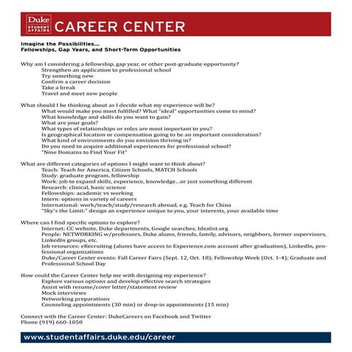 Visit The Career Center | PDF