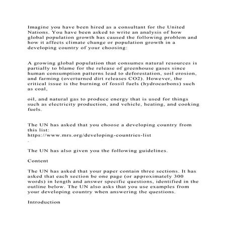 Imagine you have been hired as a consultant for the United Nations. .docx