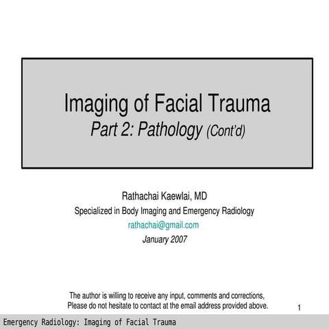 Imaging Of Facial Trauma Part 3 | PDF