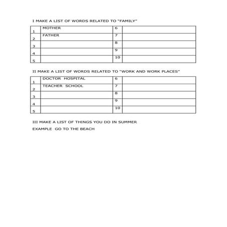 I make a list of words related to | PDF | Family and Relationships