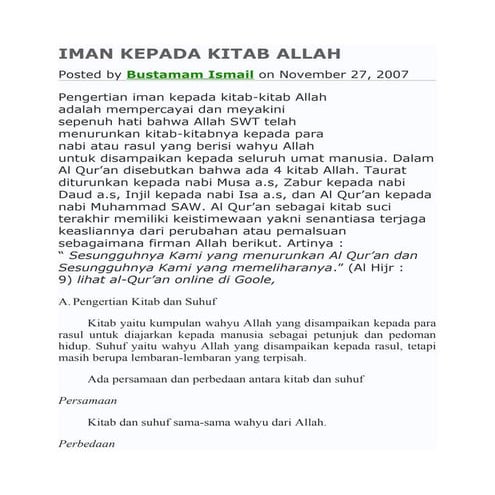 Iman kepada kitab | DOC