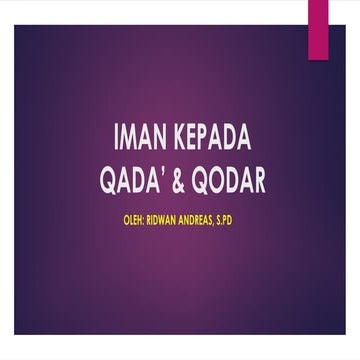 Iman kpd qodo qodar mata pelajaran PAI SMK | PPTX