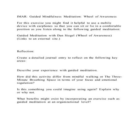 IMAR Guided Mindfulness Meditation Wheel of AwarenessFor this | DOCX