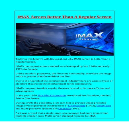 IMAX Screen Better Than A Regular Screen | PDF