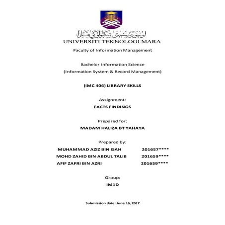 IMC 406: Assignment Facts Finding | DOCX