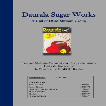 Marketing Strategy - Daurala Sugar Works | DOCX