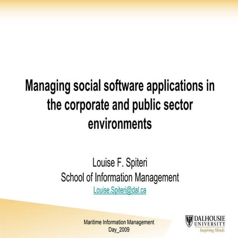 Managing social software applications in the corporate and public ...