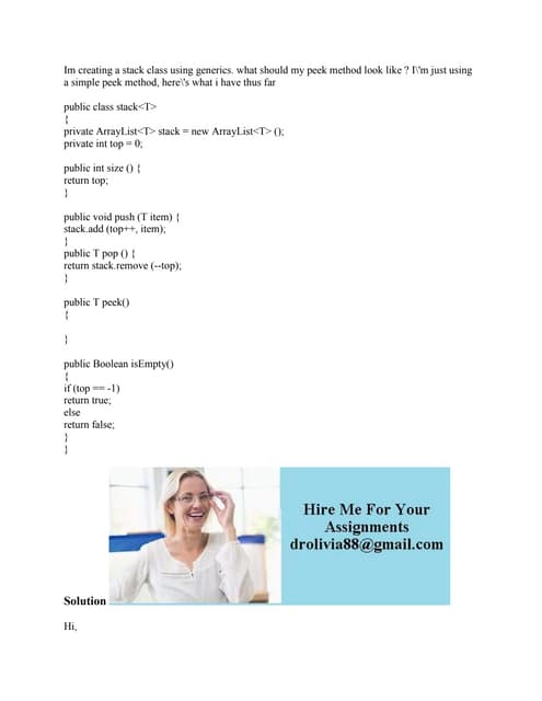 Im Creating A Stack Class Using Generics What Should My Peek Method Ldocx 7952
