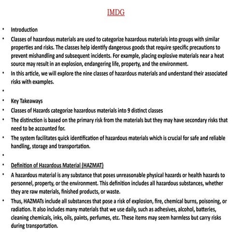 IMDG Code various classes intrduction.pptx