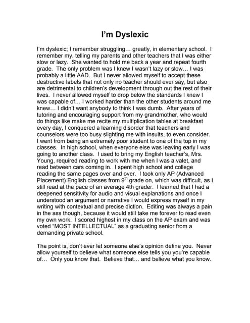 Dyslexia awareness with pictures | PPTX | Brain and Nervous System ...