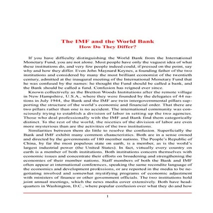 Imf and world bank difference | PDF