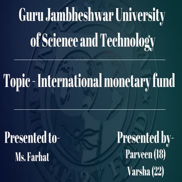 International Business topic - (IMF) International Monetary Fund | PDF