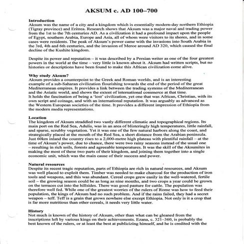 Aksum Reading 1 | PDF