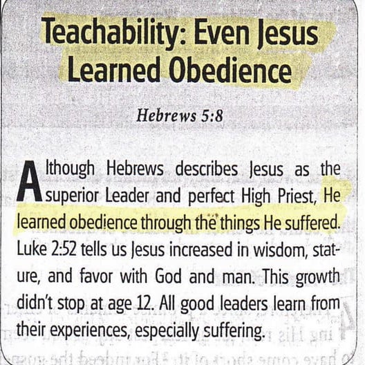 Trinity Kings World Leadership: Teachability: Even Jesus Learned ...