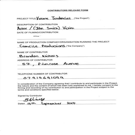 Contributors Release Form | PDF