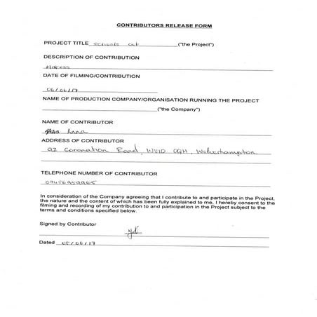 Contributors Release Form | PDF