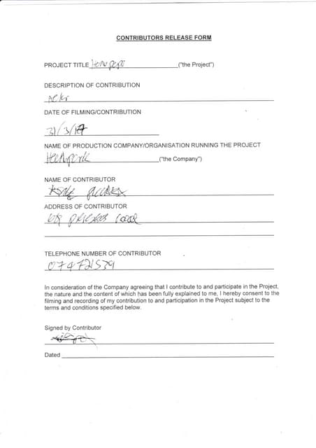 Contributors Release Form 3 | PDF