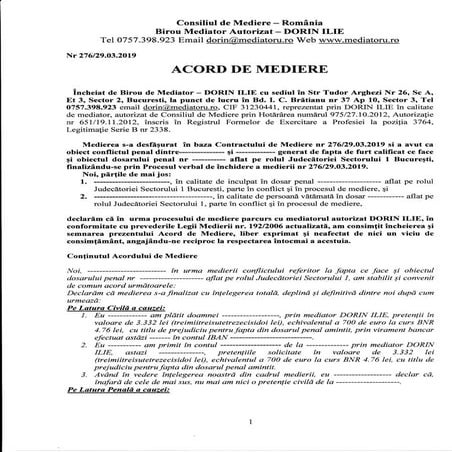 Acord de mediere infracțiune furt calificat | PDF
