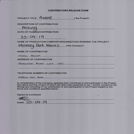 Contributors Release Form | PDF