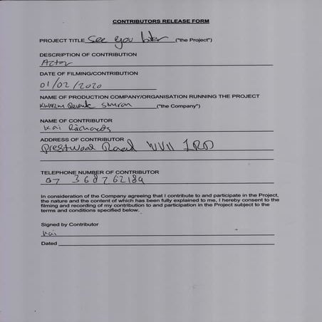 Contributors Release Form | PDF