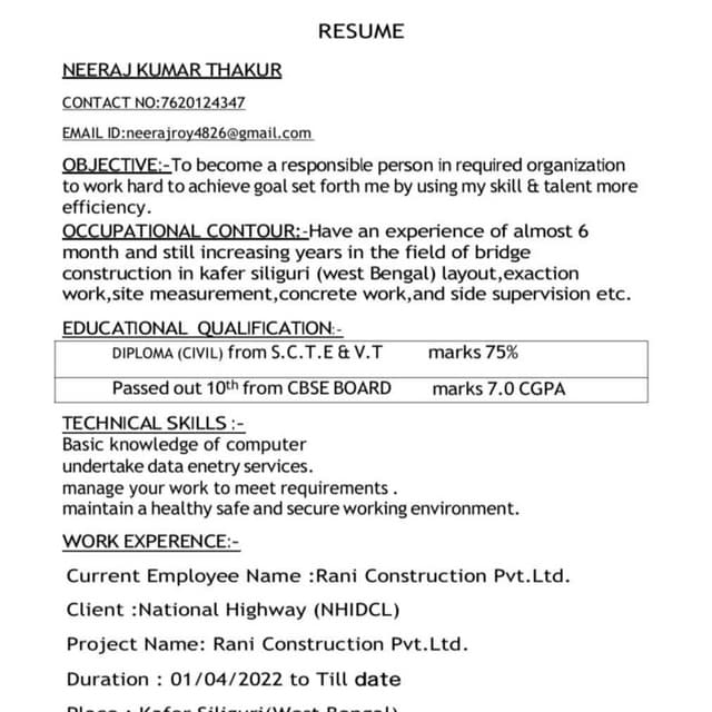 @resume Neeraj kumar | PDF