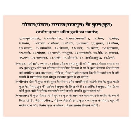 The Kul(Clan) of Powar(Panwar) community of Central India | PDF