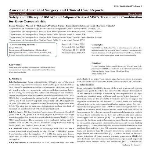 Safety and Efficacy of BMAC and Adipose-Derived MSCs Treatment in ...