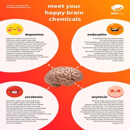 Happy brain chemicals: Dopamine, Serotonin, Oxytocin and Endorphin | PDF