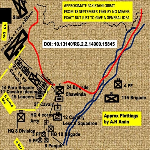 DEPICTING THE TANK BATTLES AROUND CHAWINDA -1965-APPROXIMATE PAKISTANI ...
