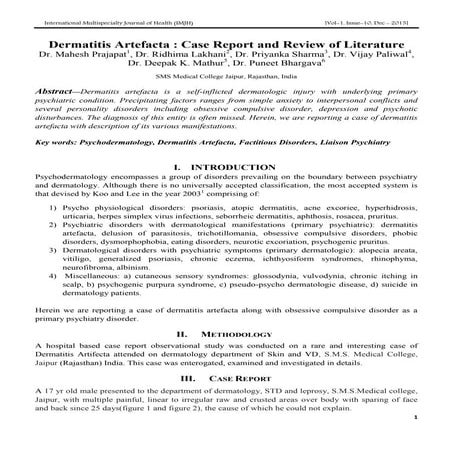 Dermatitis Artefacta : Case Report and Review of Literature | PDF