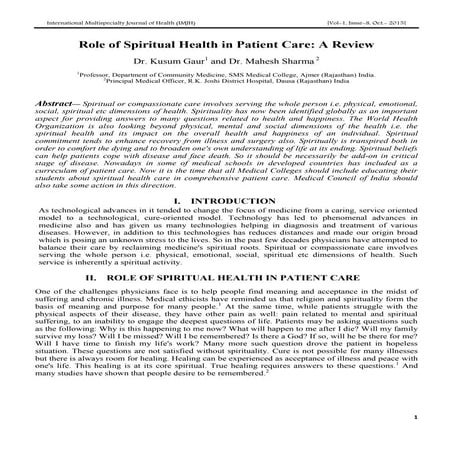 Role of Spiritual Health in Patient Care: A Review | PDF