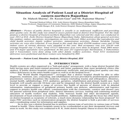 Situation Analysis of Patient Load at a District Hospital of eastern ...