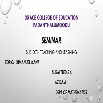 IMMANUEL KANT Teaching and learning seminar | PPTX