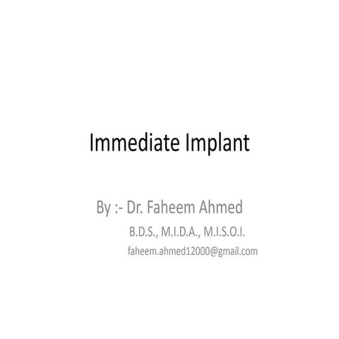 Immediate implant | PPTX