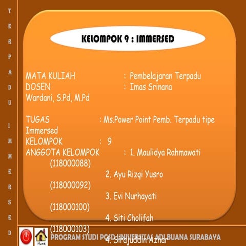 ppt pembelajaran terpadu model Immersed | PPTX