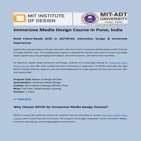 Immersive Media Design Courses Pune, India.pdf
