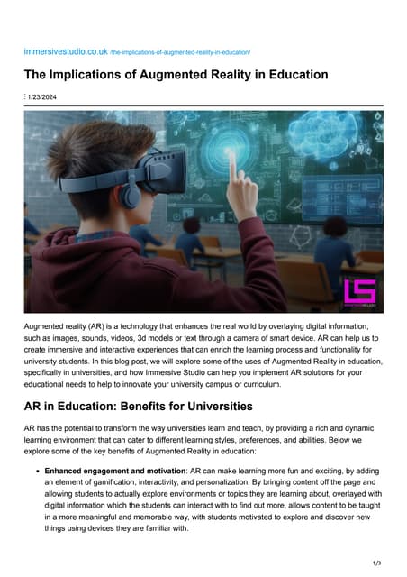 Artificial Intelligence Immersive Studio | PDF