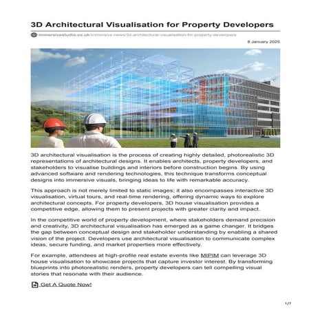 3D Architectural Visualisation for Property Developers | PDF