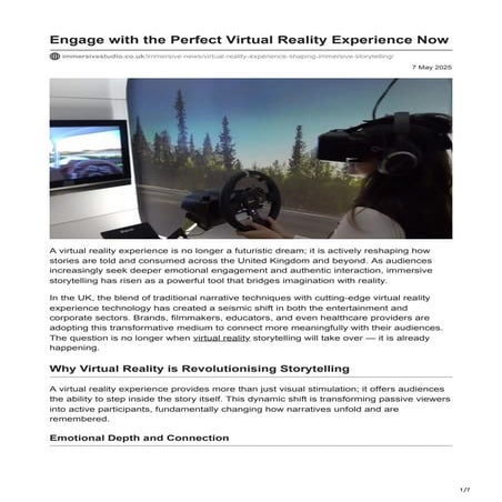 Engage with the Perfect Virtual Reality Experience Now | PDF