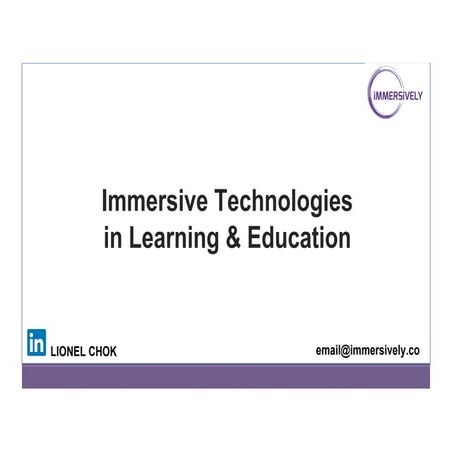 Immersive Technologies in Learning Education & Corporate Training | PDF