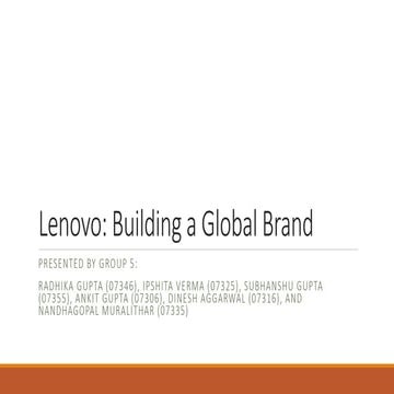 Lenovo: Building a global brand | PPTX