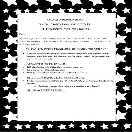 Immigrants find a new home- Anchor Activity | PDF