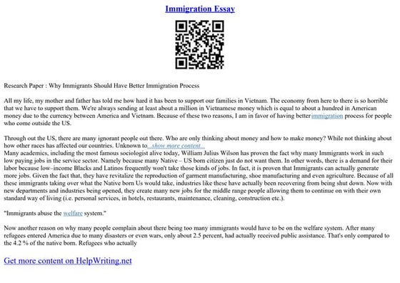 Immigration Essay Introduction | PDF