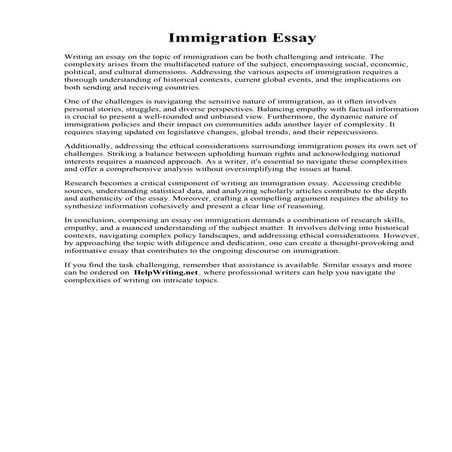 Immigration Essay | PDF