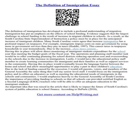 Immigration Essays | PDF | Political Issues & policy | Politics