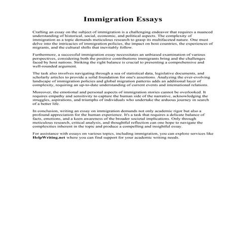 Immigration Essays | PDF