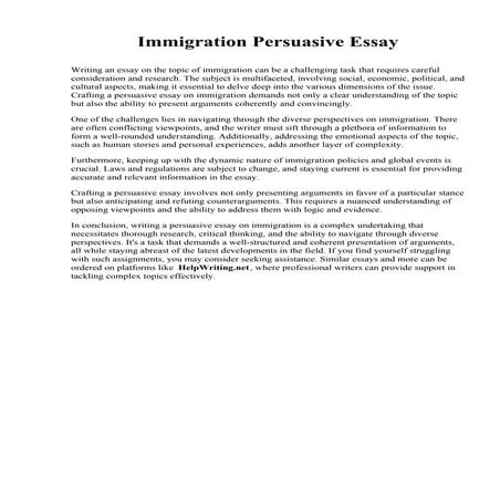 Argumentative Essay Immigration. Zaytuna College | PDF