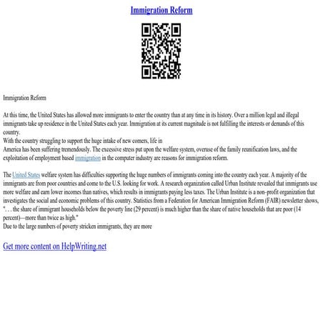 Immigration Reform | PDF | Government Support and Welfare | Financial ...